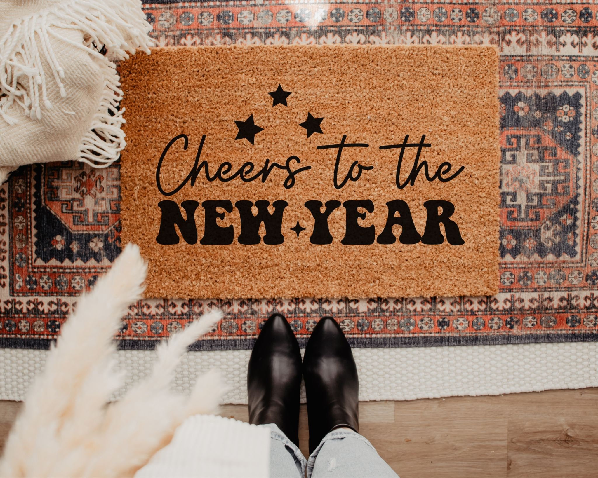 Retro New Year Doormat, Cheers to the New Year 2023, Doormat for ...