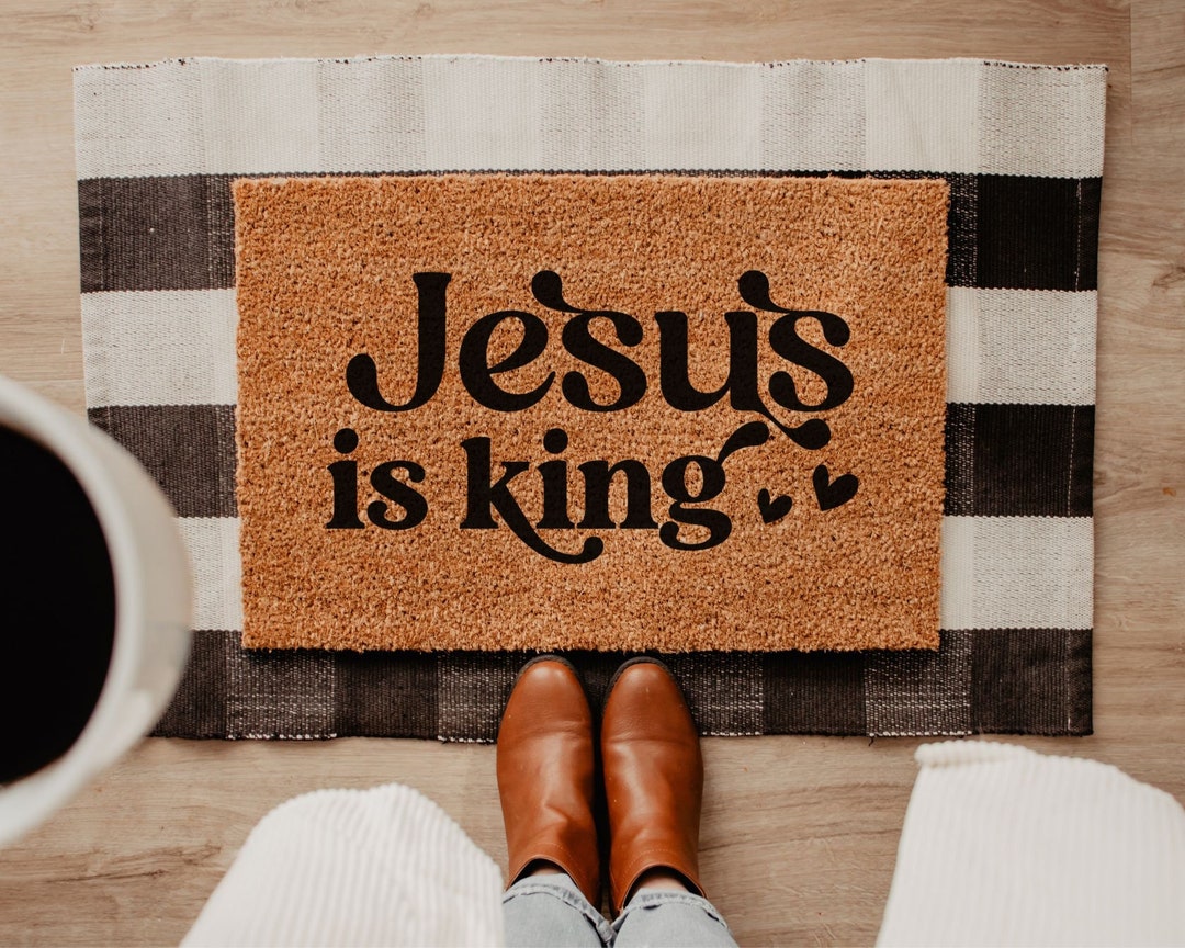 Christian Doormat Jesus is King Religious Doormat Doormat - Etsy