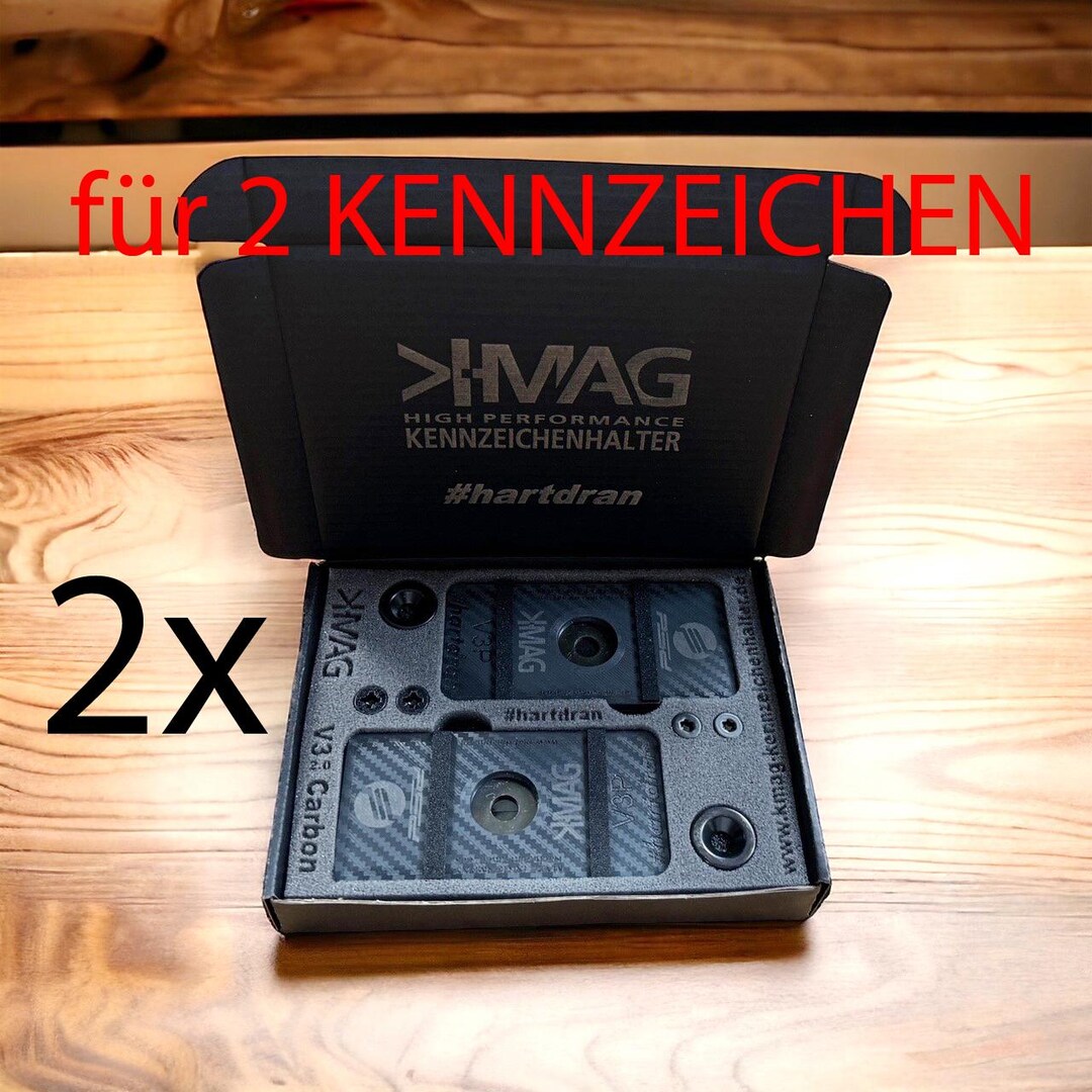 2x KMAG MAGNET KENNZEICHENHALTER V3 2.0 Carbon 4er Set = 2 Kennzeichen ...