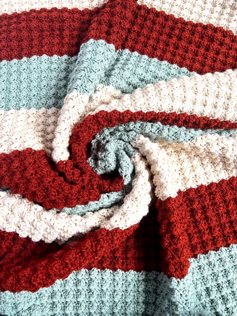 CROCHET PATTERN | Liffa Throw | Easy Striped Blanket | 7 Sizes Included ...