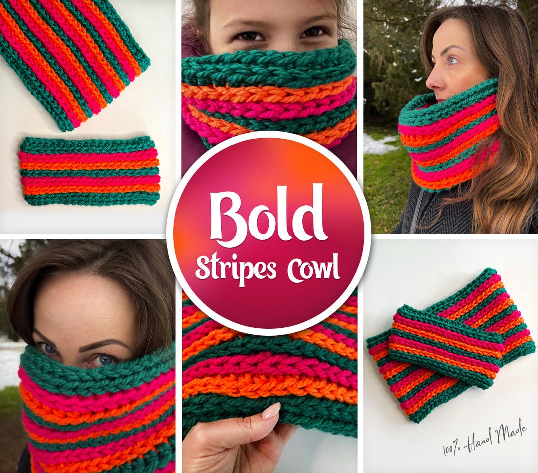 CROCHET PATTERN | Bold Stripes Cowl | Bulky Bright Cowl | Baby ...