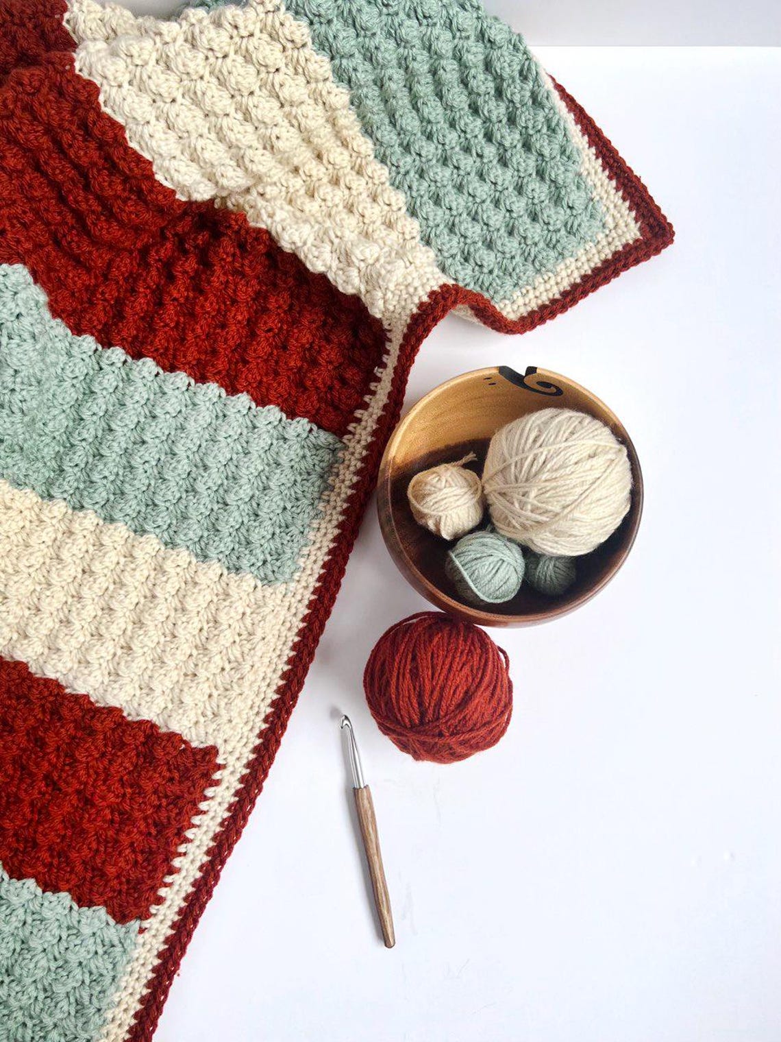 CROCHET PATTERN | Liffa Throw | Easy Striped Blanket | 7 Sizes Included ...
