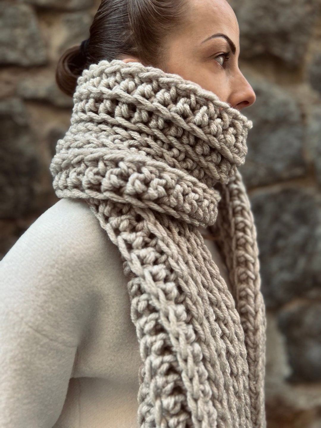 CROCHET PATTERN | Super Bulky Extra Long Scarf | Chunky Wool Scarf ...
