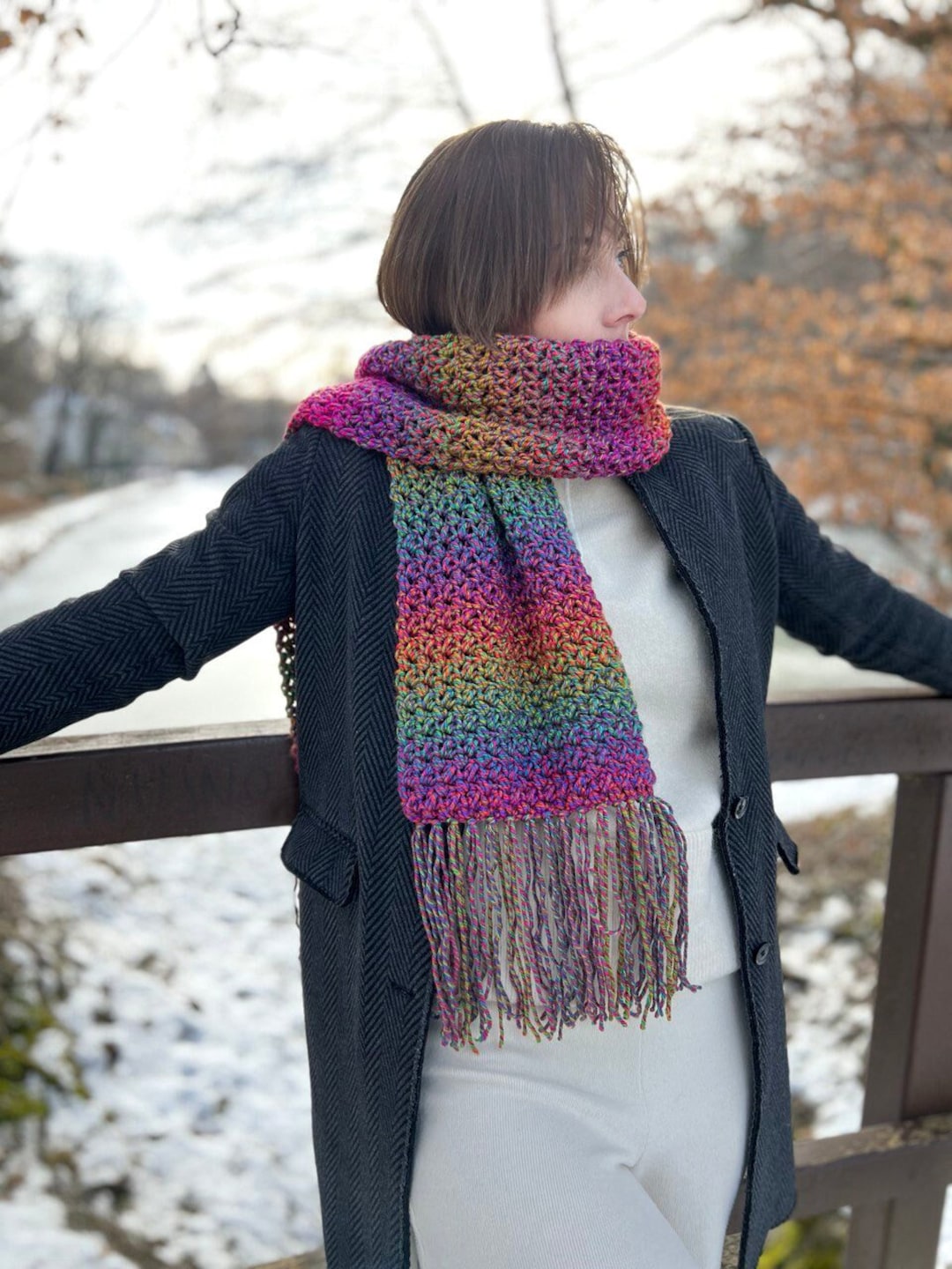 Supersoft Color Fusion Scarf for Woman | Long Winter Scarf With Fringes ...