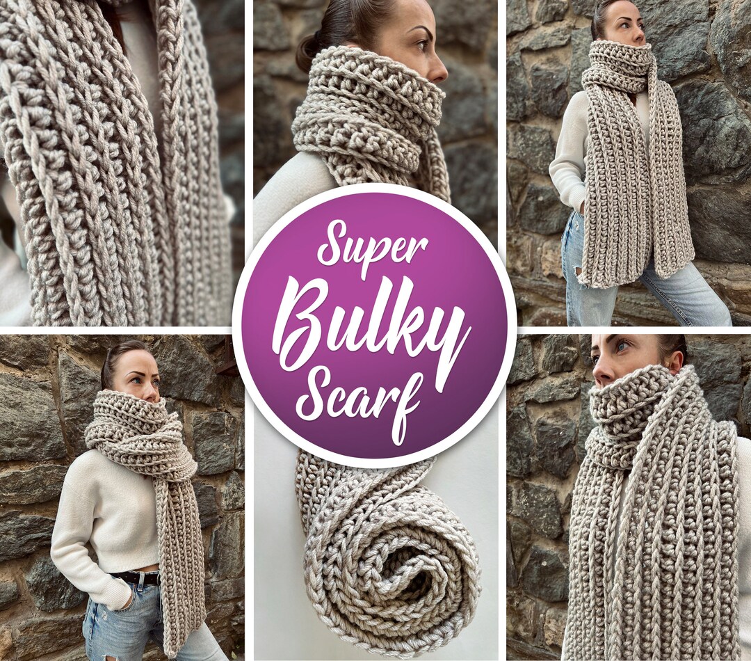 CROCHET PATTERN | Super Bulky Extra Long Scarf | Chunky Wool Scarf ...