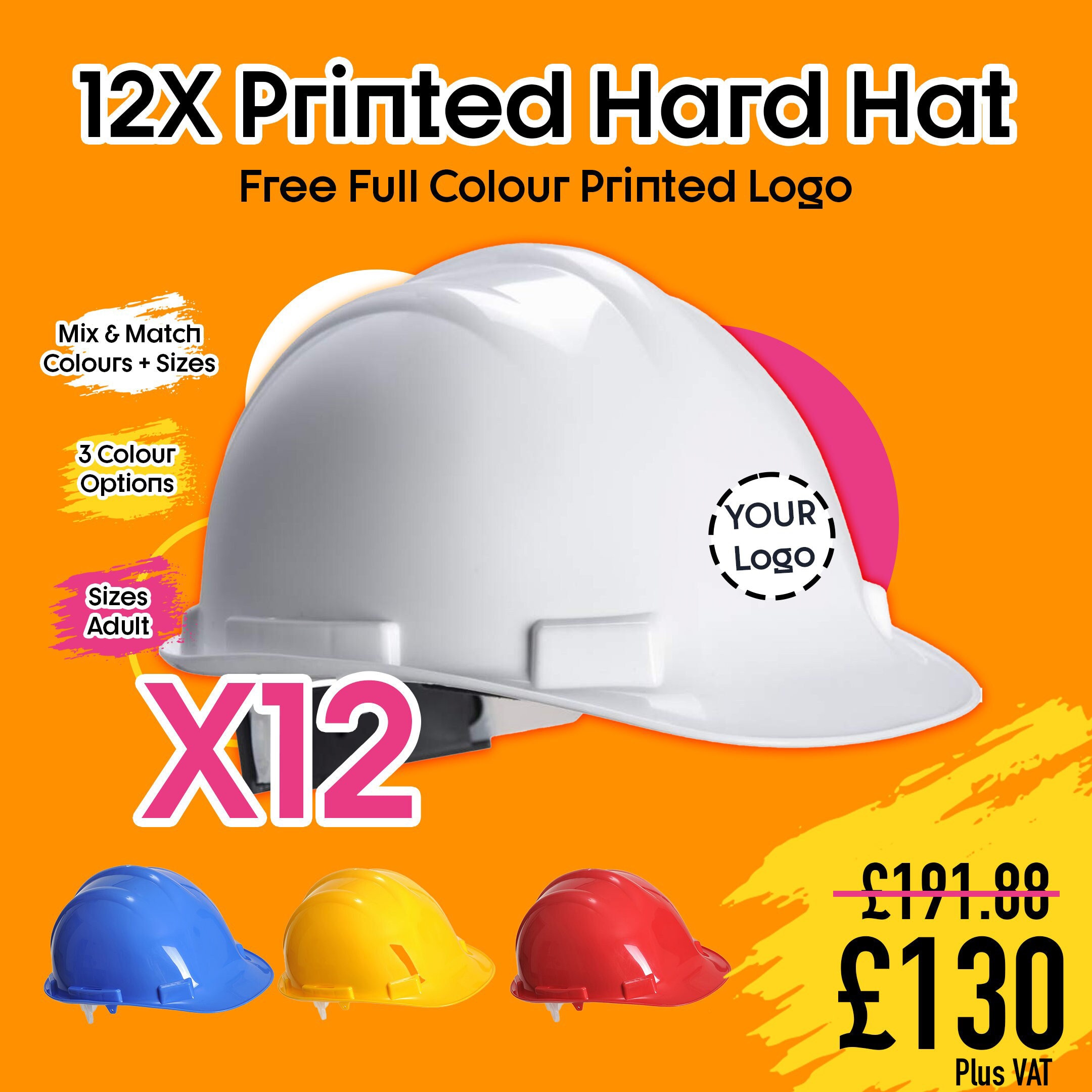 Personalised Custom Printed Hard Hat Branded Builders Safety - Etsy UK