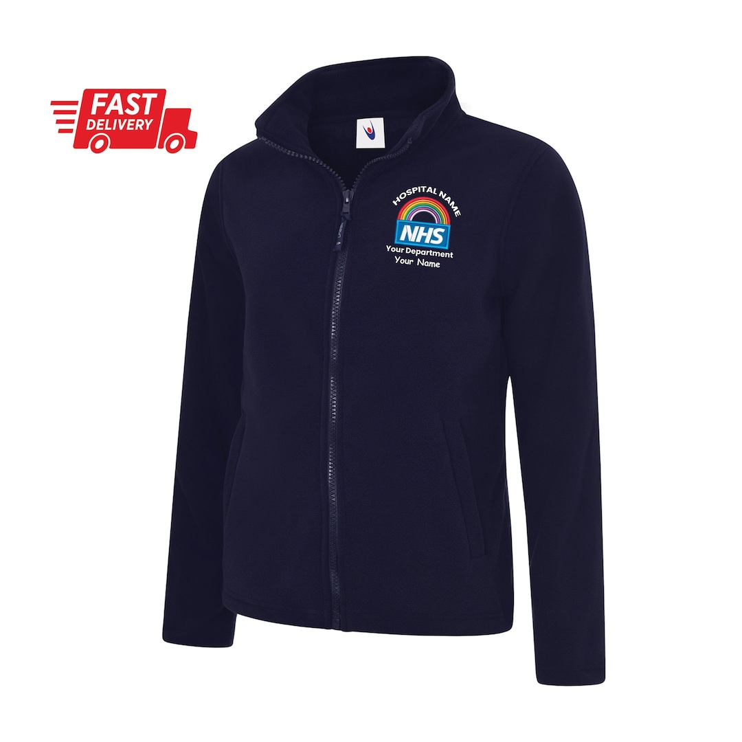 Rainbow NHS Logo Fleece Jacket Custom NHS Rainbow Design Ladies Fleece Jacket Women Fleece ...