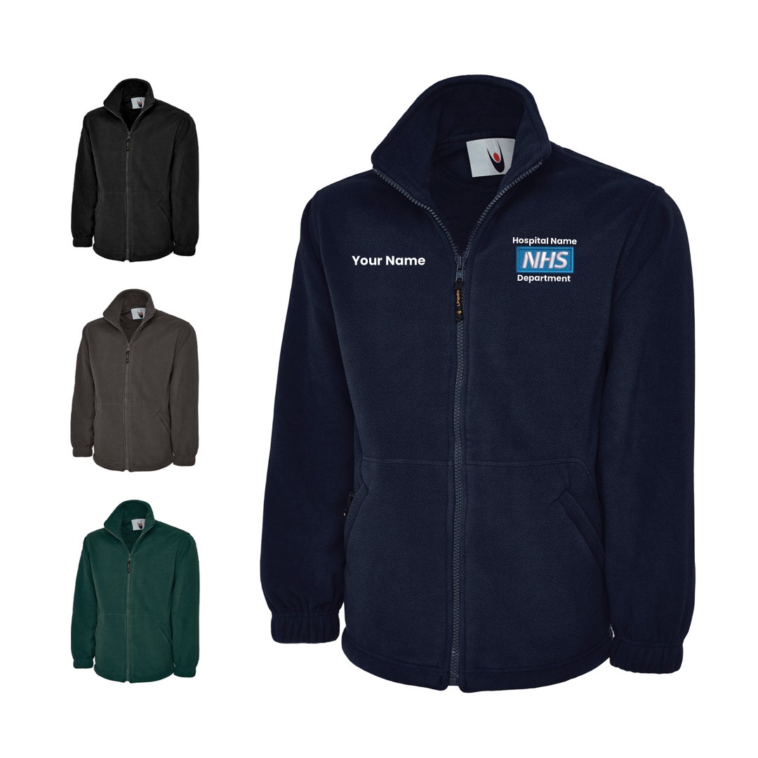 NHS Fleece Coat Full Zip Micro Fleece Jacket With NHS Logo / Text Staff ...