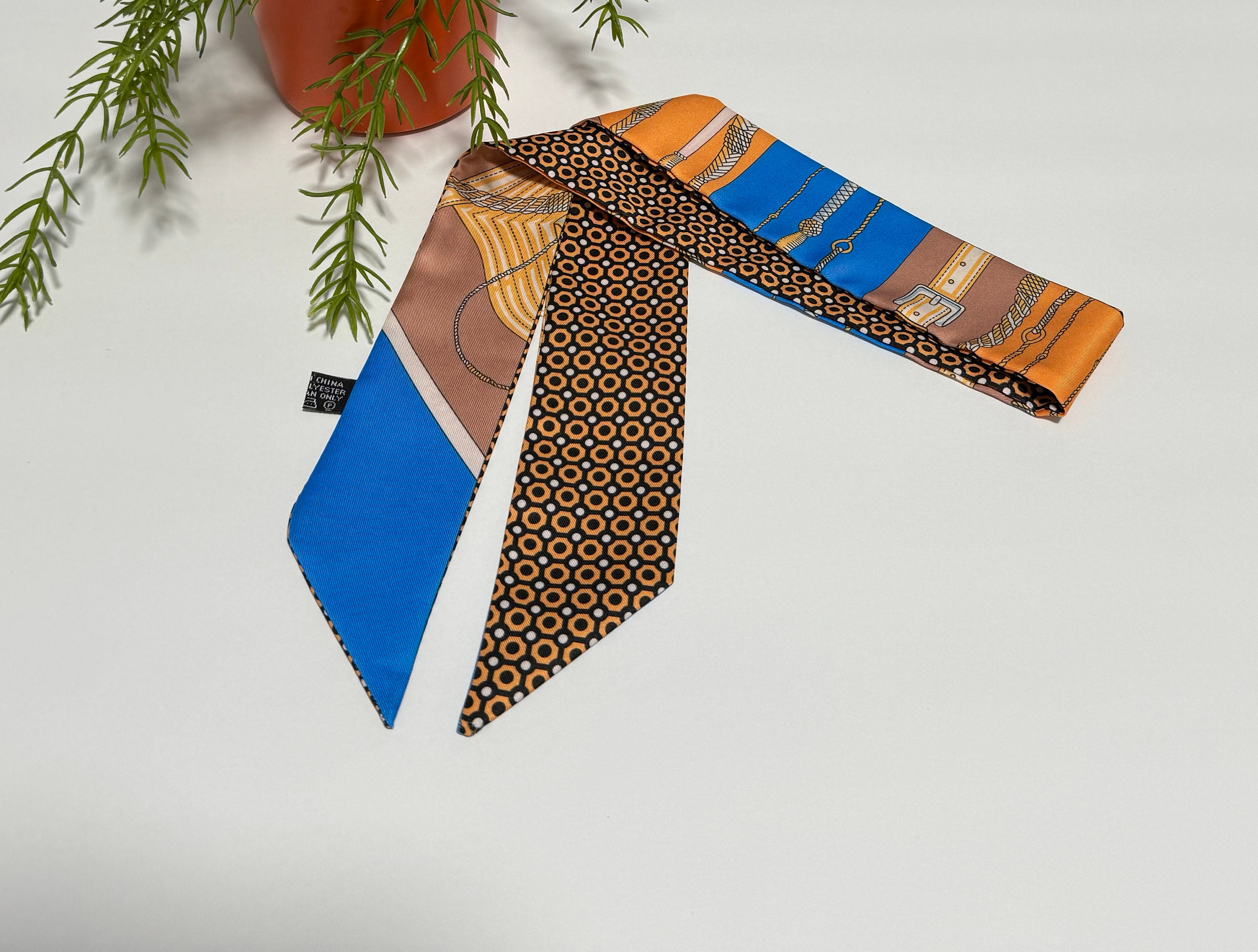 Skinny Silk Feeling Scarf Series, Multifunctional Usage Scarf, Bag Handle Wrap, Head Ribbon ...