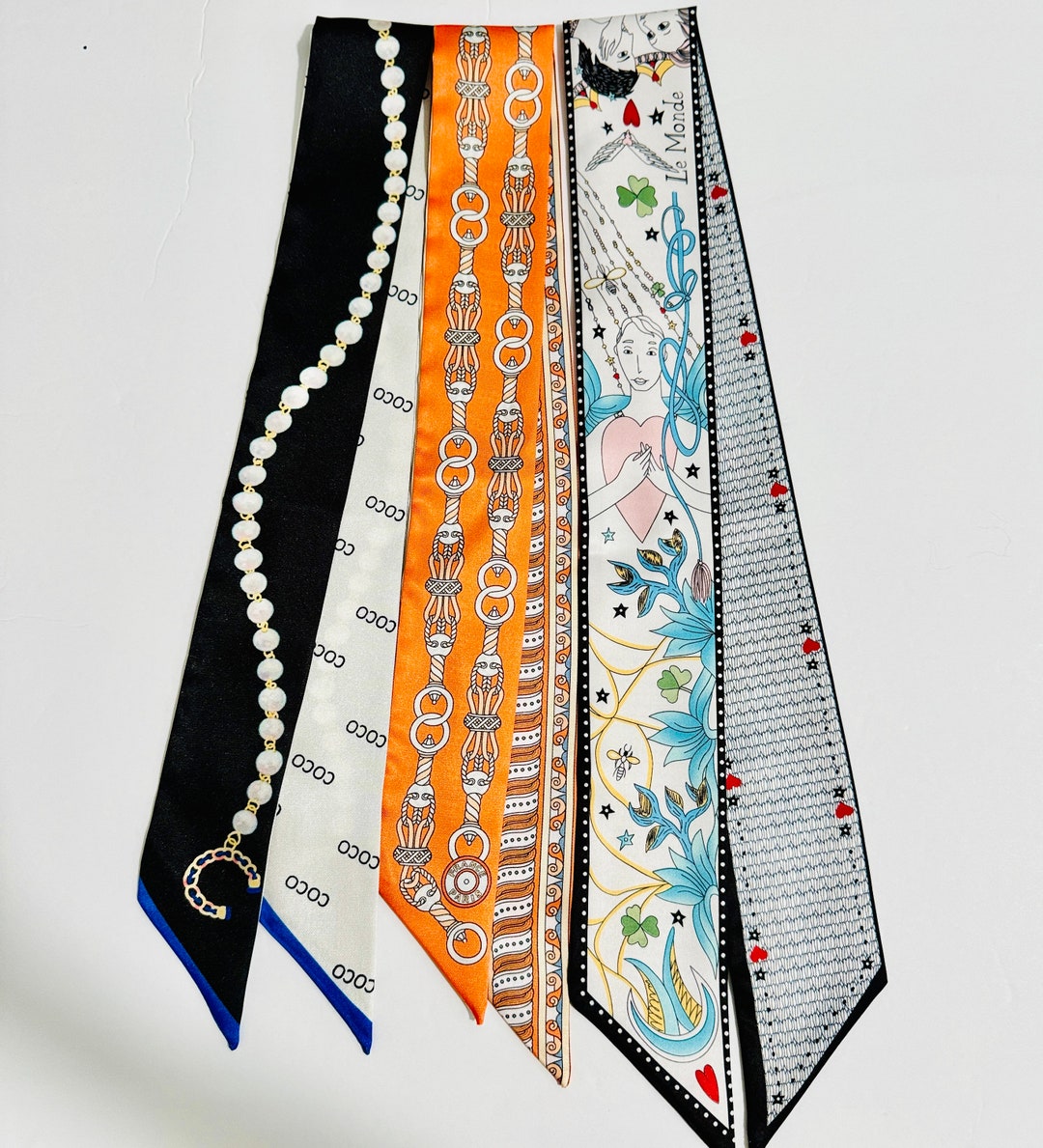 Luxury Skinny Scarf Series, Multifunctional Usage Scarves, Bag Handle ...