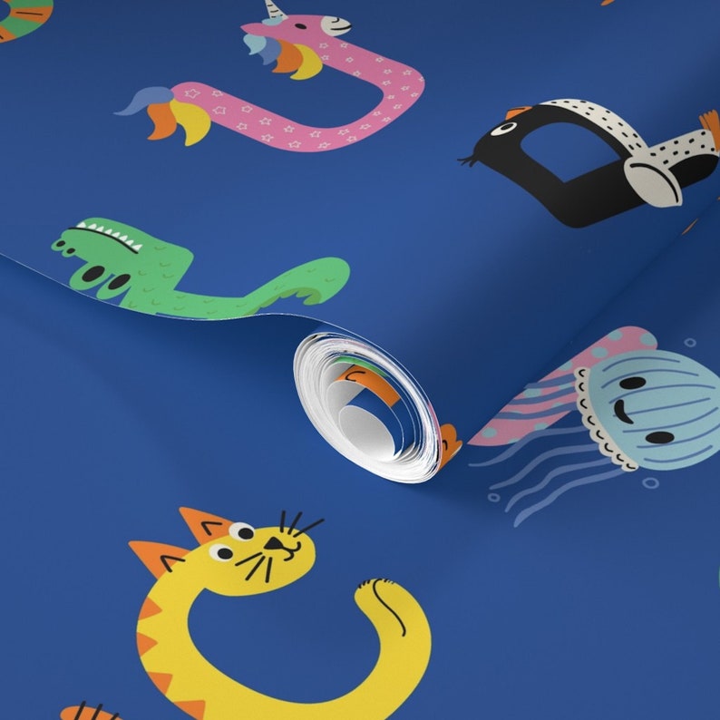 Alphabet Wallpaper for Kids, Abc Nursery Wallpaper Blue, Kids Playroom ...