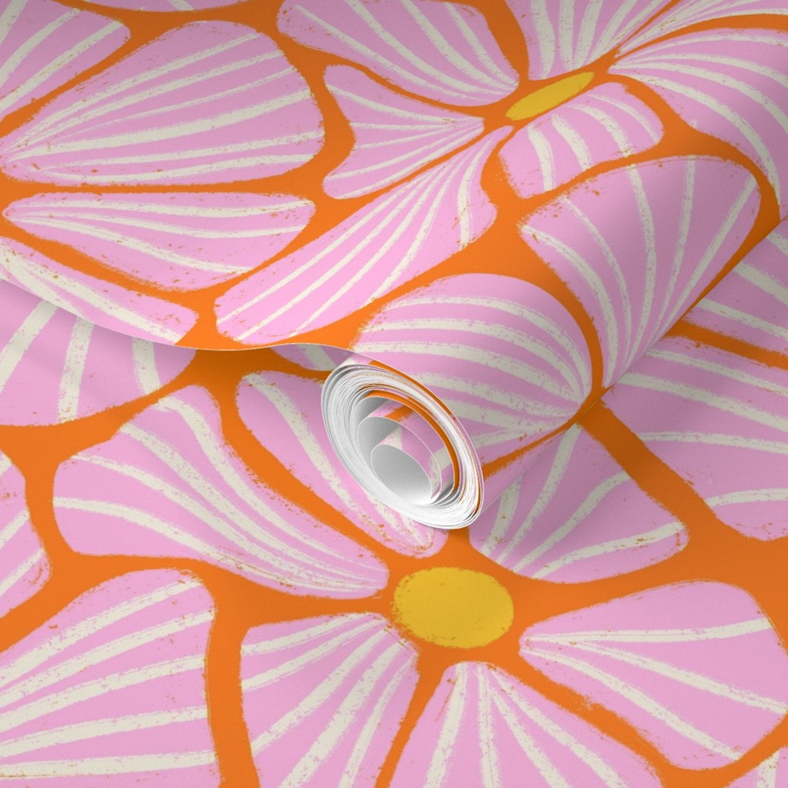 Pink Floral Wallpaper 70s Wallpaper Floral Retro Wallpaper - Etsy