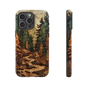 Pine Tree Forest Phone Case: Faux Wood Landscape - Etsy