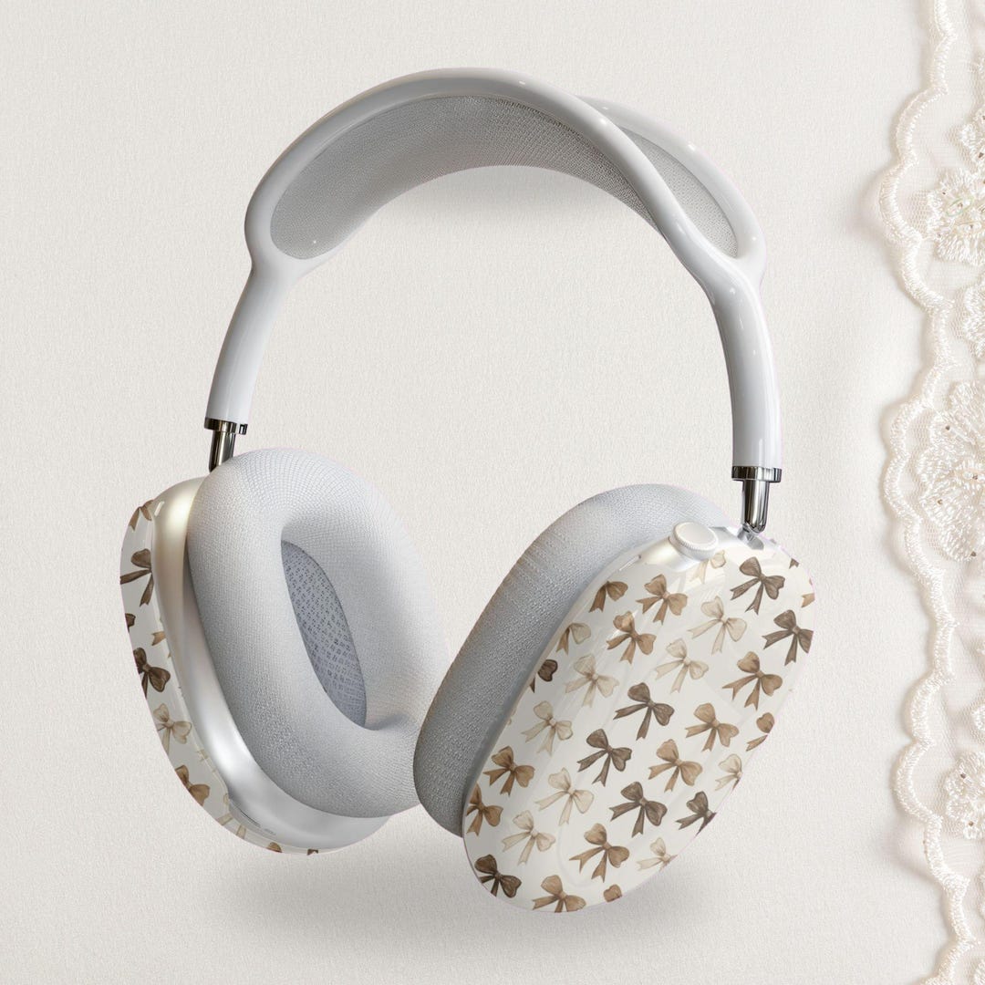 Neutral Beige Bows AirPod Max Case, Preppy Coquette Headphone Covers ...