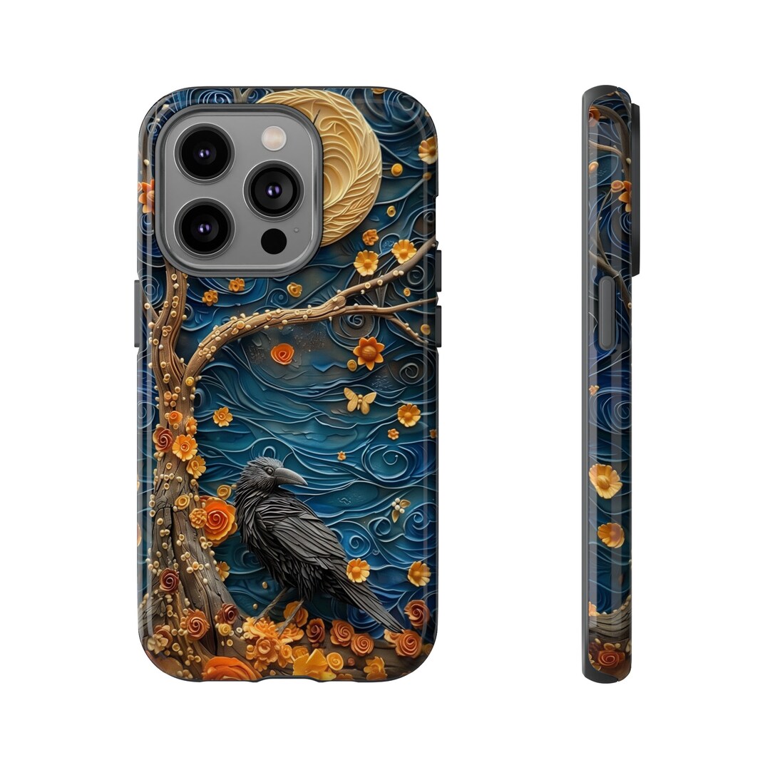 Paper Quill Art Raven Crow Phone Case - Etsy
