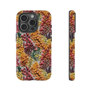 3D Embroidered Colorful Foliage Phone Case, Autumn Floral Boho Cell ...