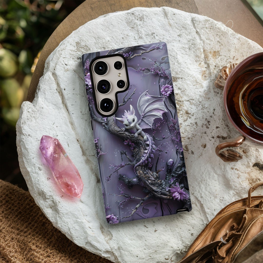 Purple Dragon Phone Case, S25 Plus Ultra, Whimsical Creature Fantasy ...