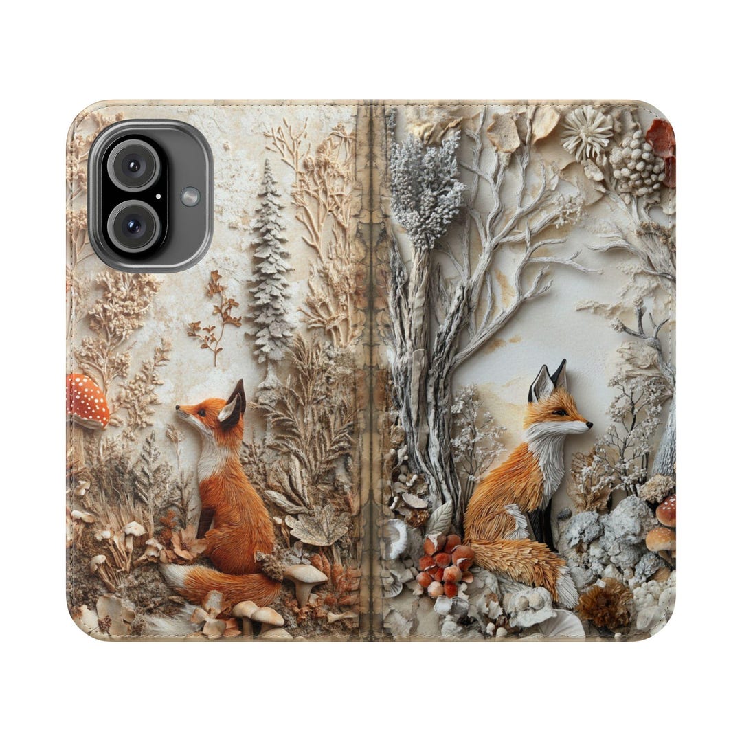 Woodland Fox Vegan Leather Wallet Phone Case: iPhone & Samsung - Etsy