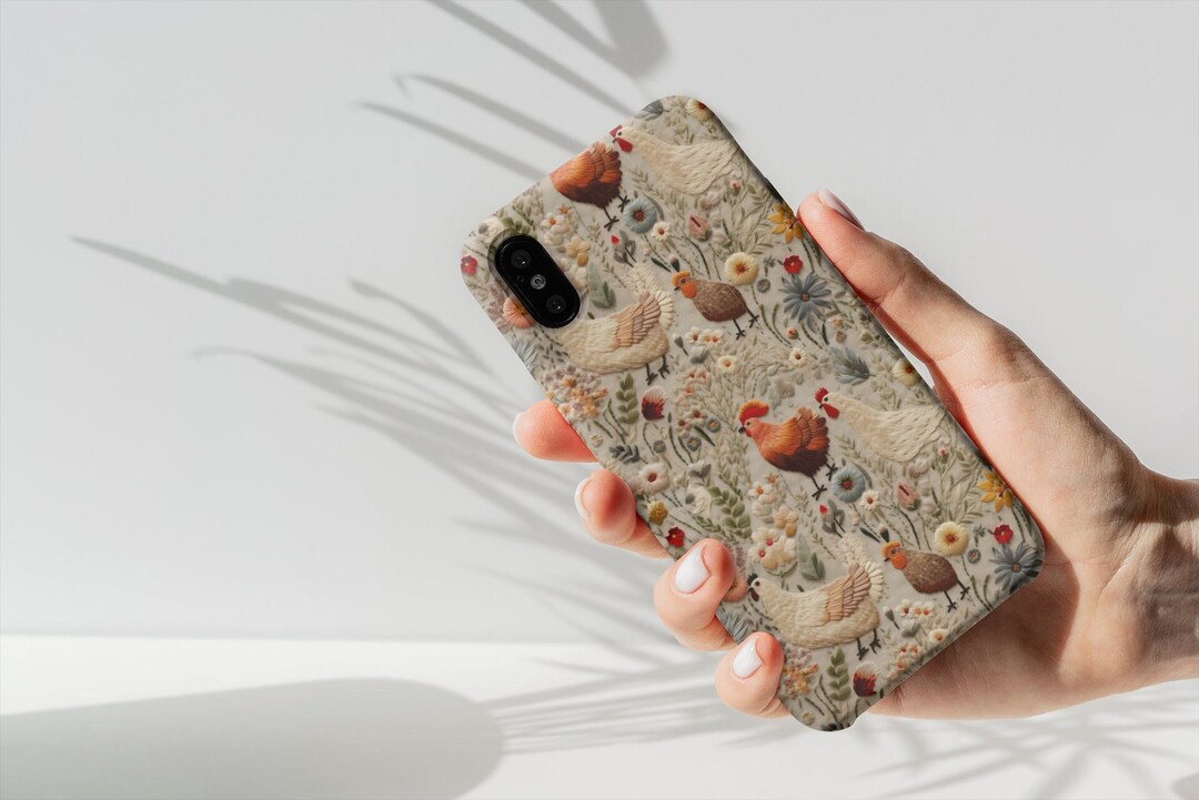S24 Plus Ultra Phone Case, Chickens and Floral, Embroidered Effect ...