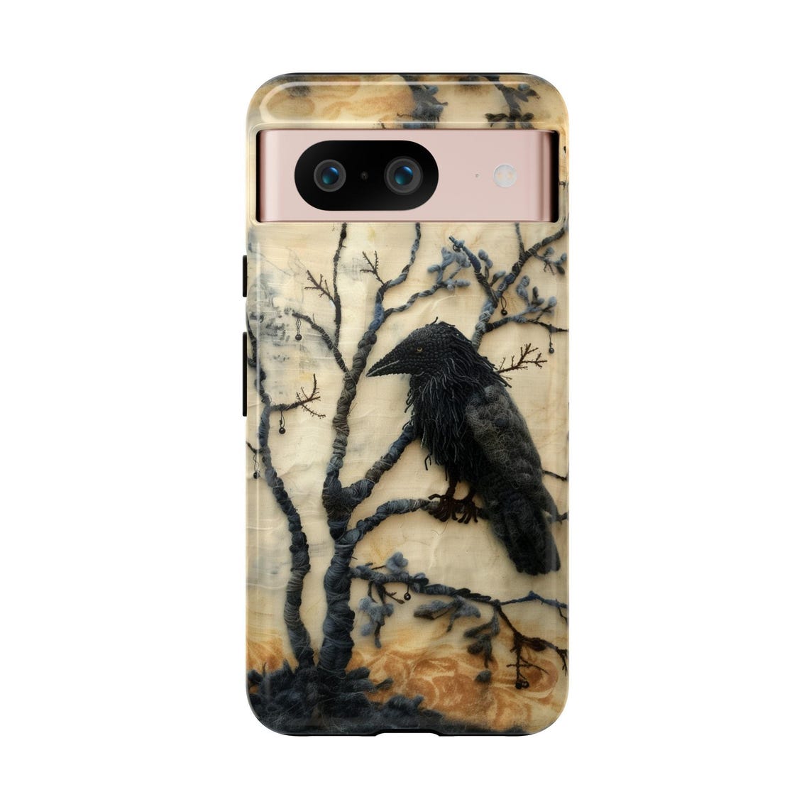 Goth Raven Phone Case: Faux Embroidery Yarn Crow - Etsy