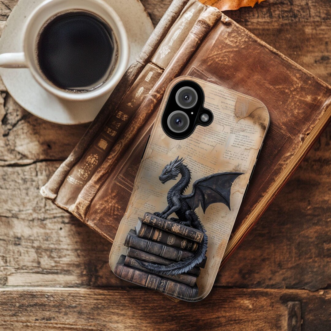 Black Dragon Bookish Phone Case, Fantasy Book Lover Lover Gift, iPhone ...
