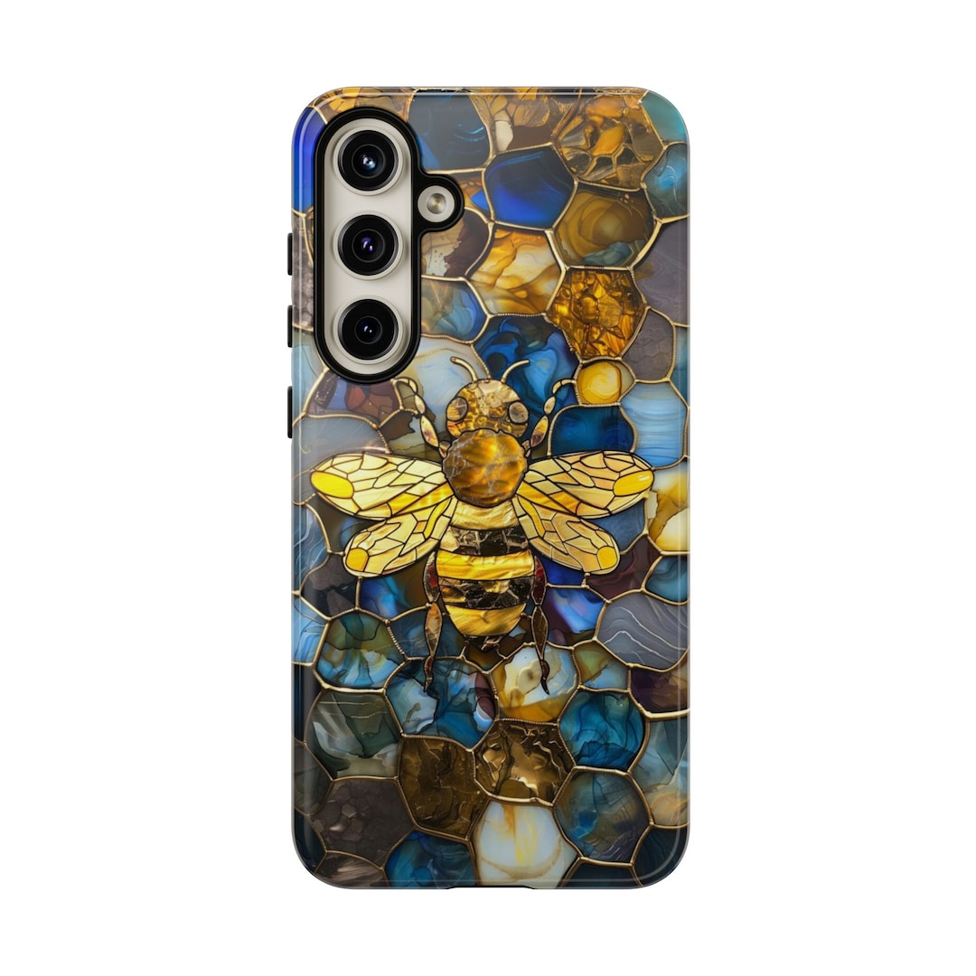 Mosaic Stained Glass Effect Bumble Bee Phone Case Blue Polycarbonate - Etsy