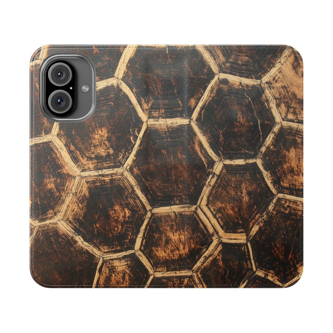 Tortoise Shell Wallet Case, Animal Turtle Print Folio, Folding Vegan ...