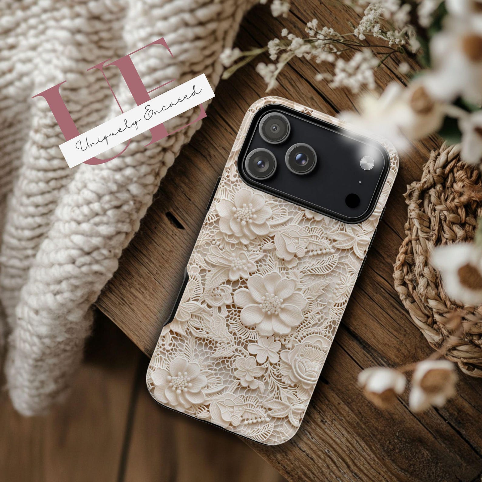 Vintage Lace Effect Doily Phone Case, Coquette Dainty Cottagecore ...