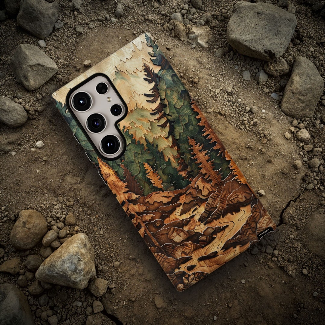 Pine Tree Forest Phone Case: Faux Wood Landscape - Etsy