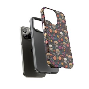 Faux Embroidery Felt Skeleton Floral Phone Case, Dark Academia Skulls ...