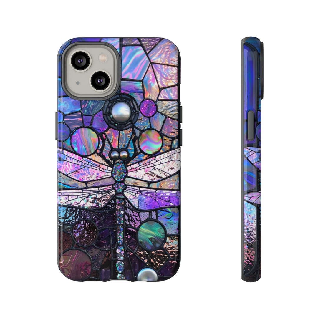 Mosaic Dragonfly Phone Case, Stained Glass Abalone Effect, Purple ...