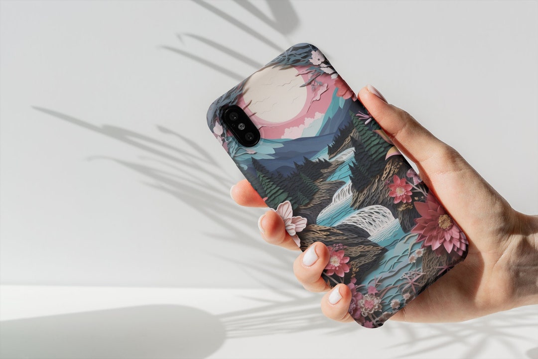 3D Papercraft Scenic Mountain Landscape Phone Case, Paperquill Nature ...