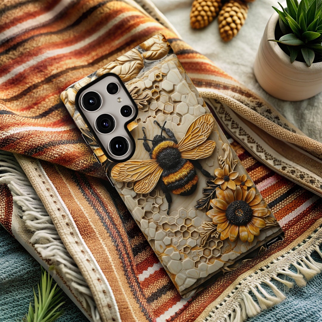 Bumblebee Sunflower Honeycomb Phone Case, Samsung, Iphone, Pixel - Etsy