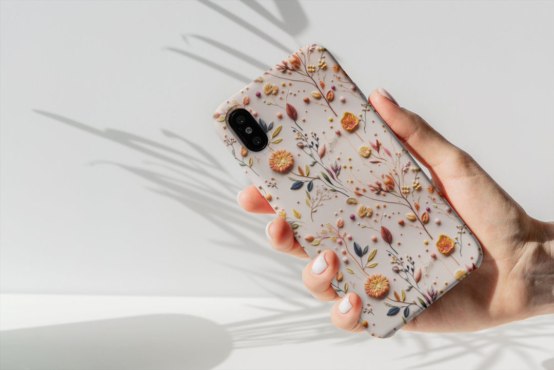 3D Embroidered Boho Wild Flower Phone Case, Pressed Floral Cell Case ...