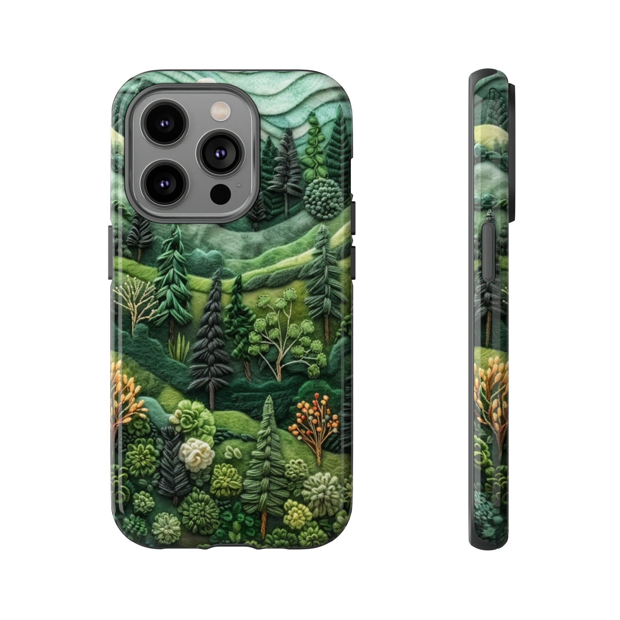 Faux Embroidery Felt Pine Trees Forest Phone Case, Green Nature ...