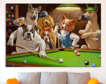 Dogs Playing Pool - Etsy