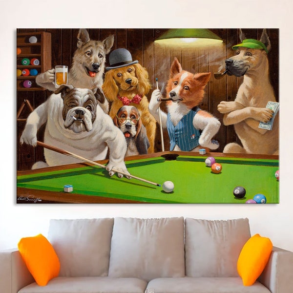 Dogs Playing Pool - Etsy