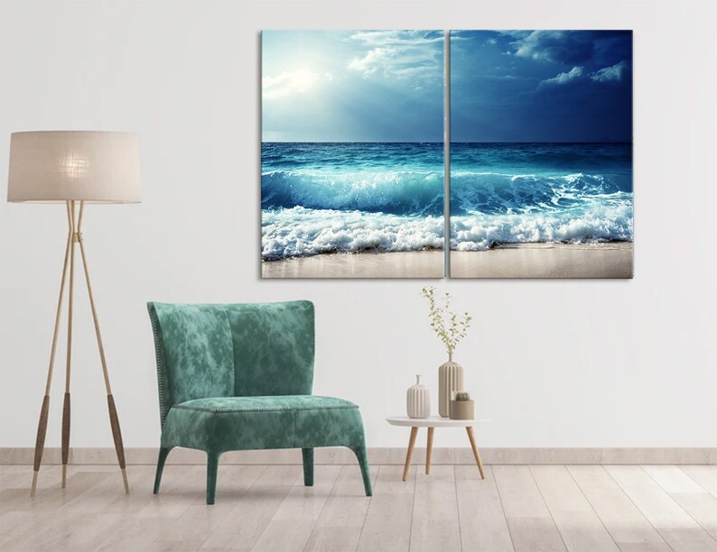 Ocean Beach Canvas Prints Sea Landscape Nautical Photo Coastal Canvas ...