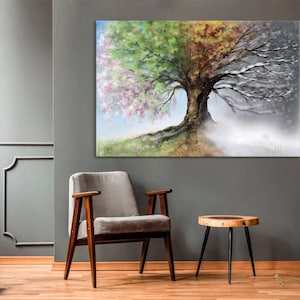 Tree Four Seasons Canvas Prints 4 Seasons Abstract Colorful Wall Art ...