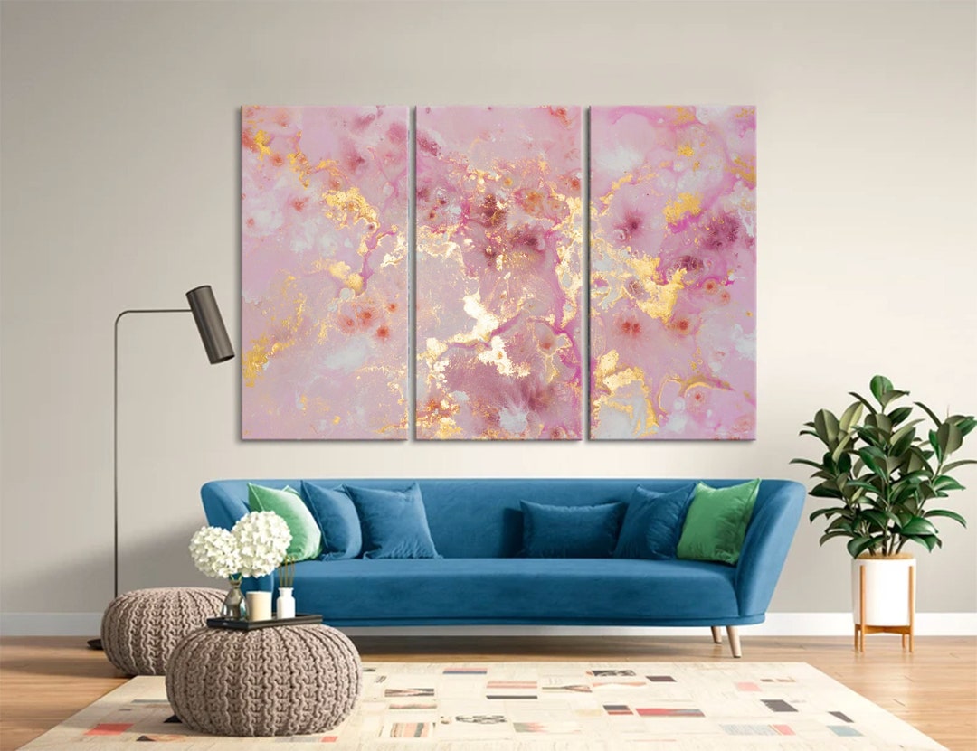 Pink and Gold Marble Print Pink Wall Decor Gold Marble - Etsy