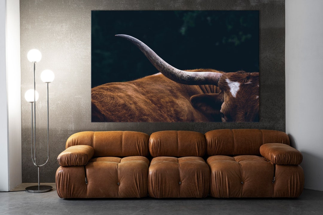Texas Longhorn Cow Canvas Wall Art, Framed Cow Print Home Decor Wall ...