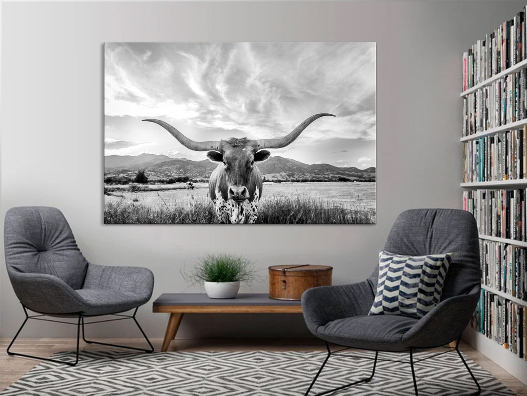 Longhorn Cow Canvas Texas Longhorn Art Longhorn Canvas Print - Etsy