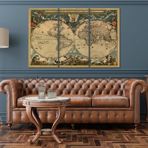 Old World Map Canvas, Vintage World Map Canvas Art, Old World Map ...