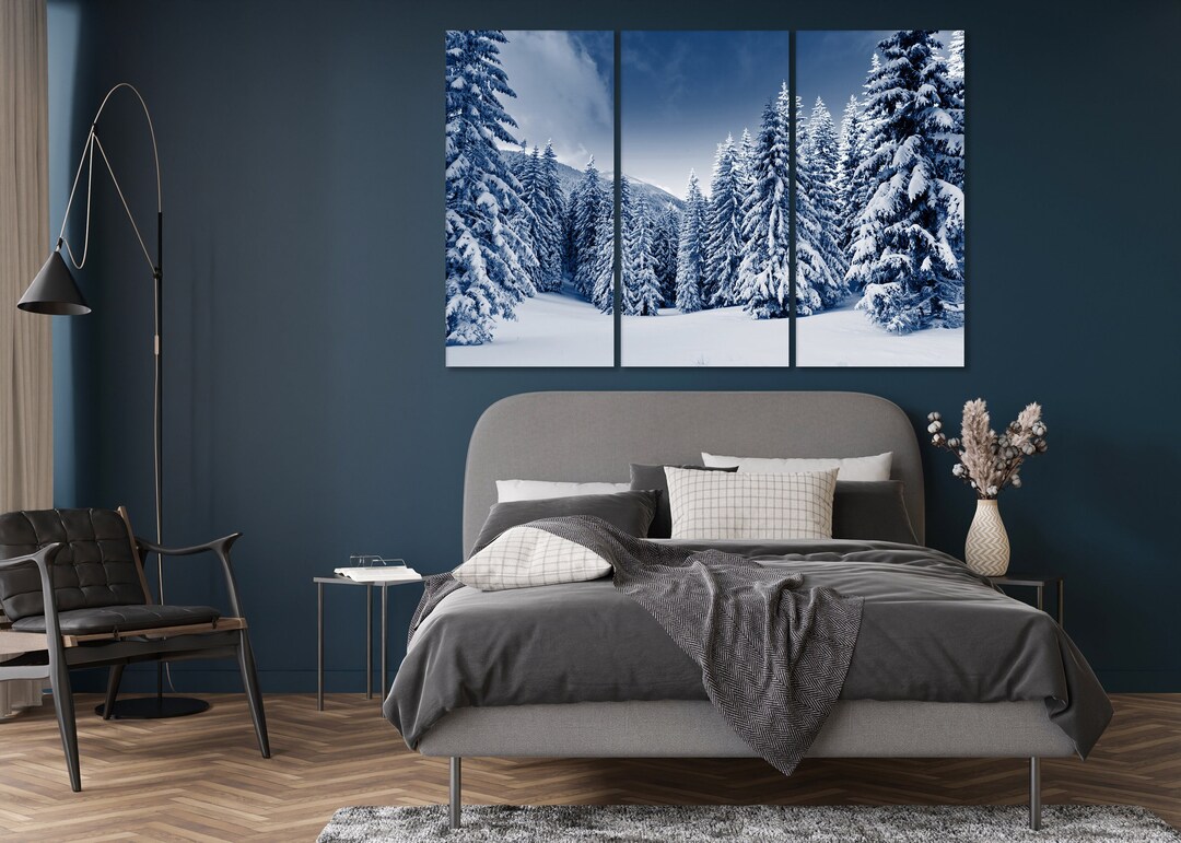 Snow Forest Wall Art Canvas North Prints Winter Wall Art Ready to Hang ...
