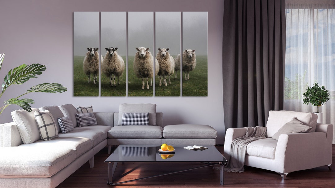 Sheep Canvas Wall Art Flock of Sheep Animals Print Rustic - Etsy