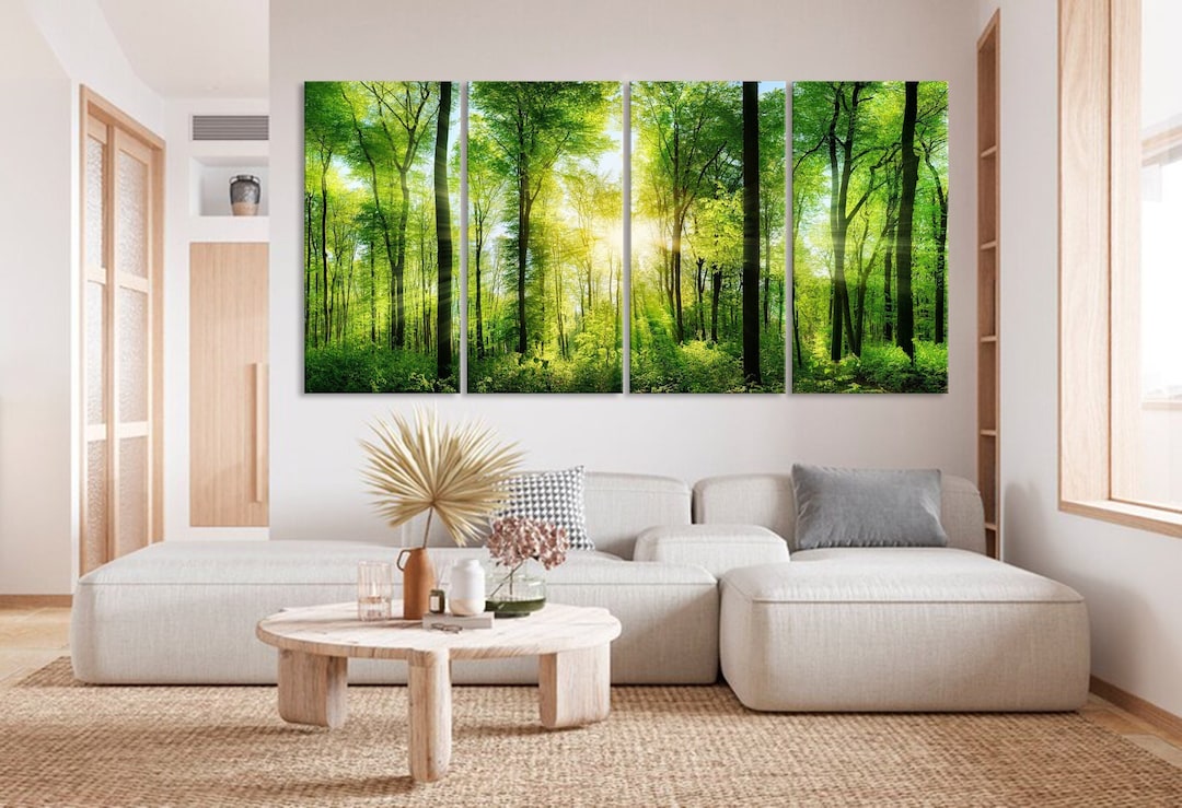 Forest Wall Art Canvas Forest Tree Art Prints Forest Sun Painting ...