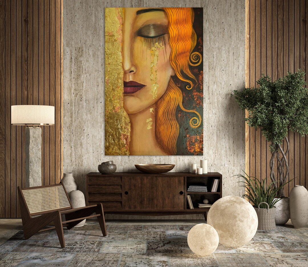 Gustav Klimt Woman Gold Tears Canvas Print, Ready to Hang - Etsy