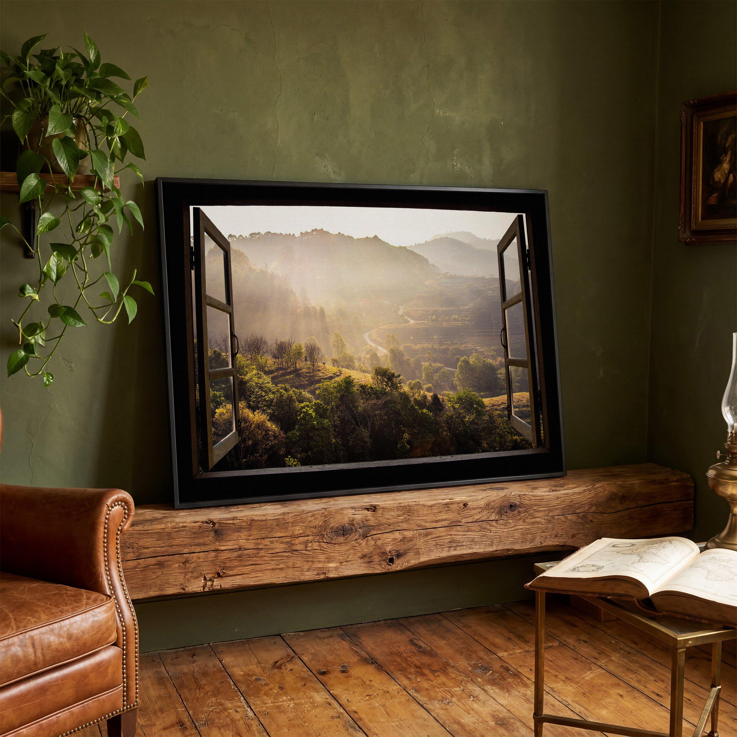 Window View Landscape Canvas Print: Mountain Nature Wall Art, Ready to ...