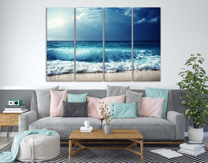 Ocean Beach Canvas Prints Sea Landscape Nautical Photo Coastal Canvas ...