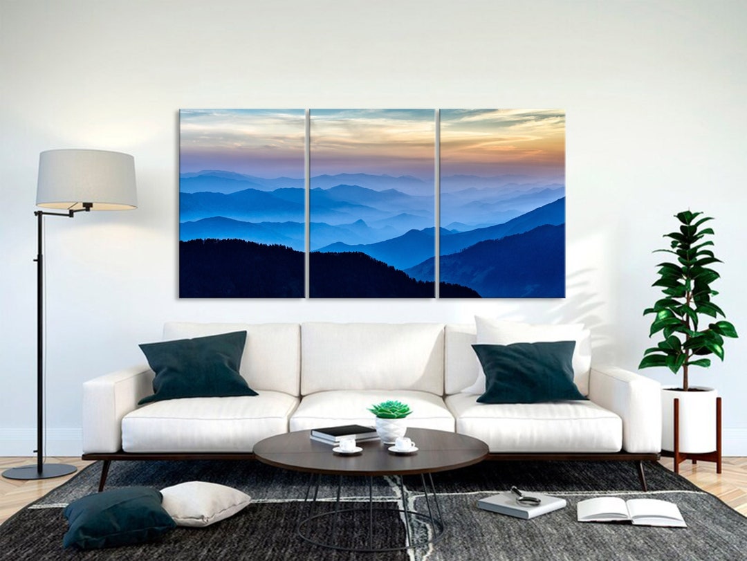 Blue Mountain Canvas Extra Large Wall Art Smoky Mountain Wall Decor ...